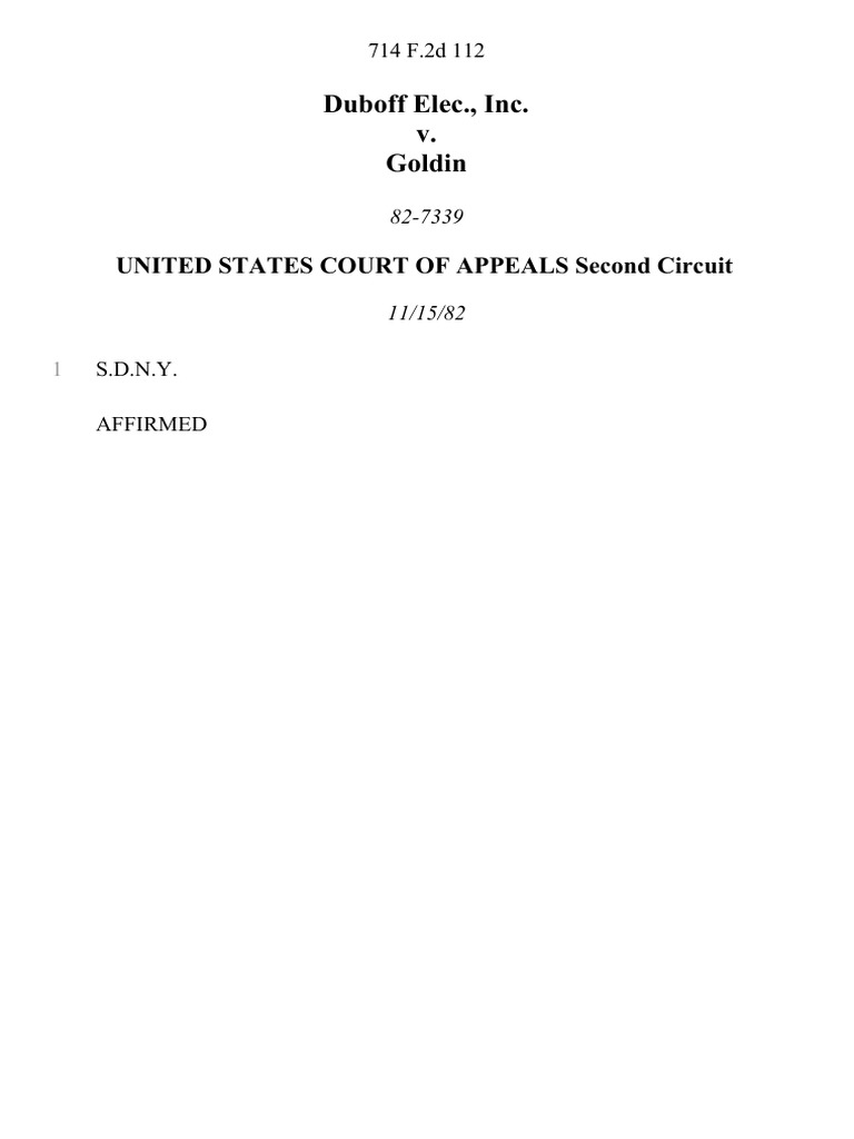Duboff Elec., Inc. v. Goldin, 714 F.2d 112, 2d Cir. (1982) | PDF