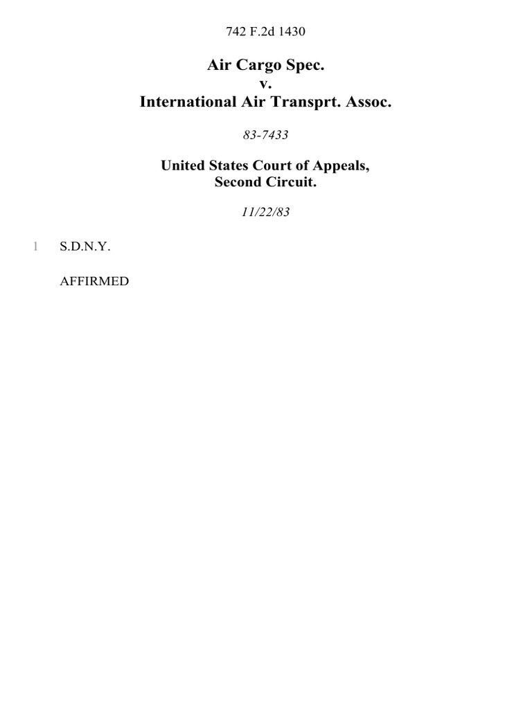Air Cargo Spec. v. International Air Transprt. Assoc, 742 F.2d 1430, 2d ...