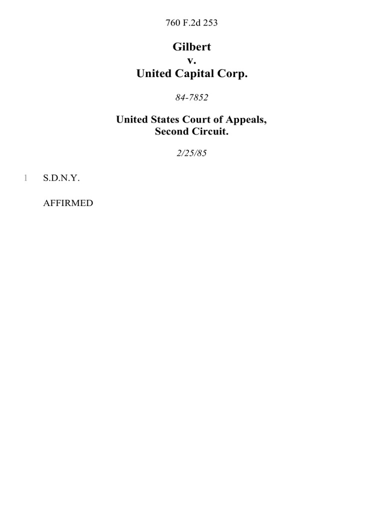 Gilbert v. United Capital Corp, 760 F.2d 253, 2d Cir. (1985) | PDF