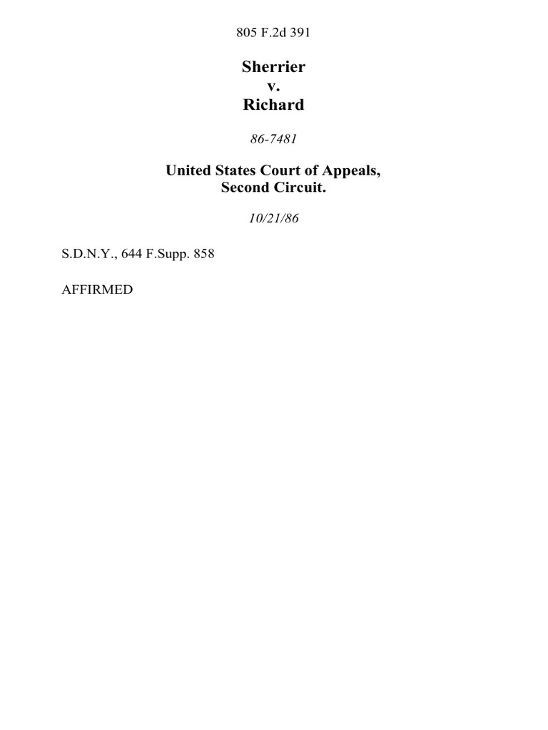 Sherrier v. Richard, 805 F.2d 391, 2d Cir. (1986) | PDF