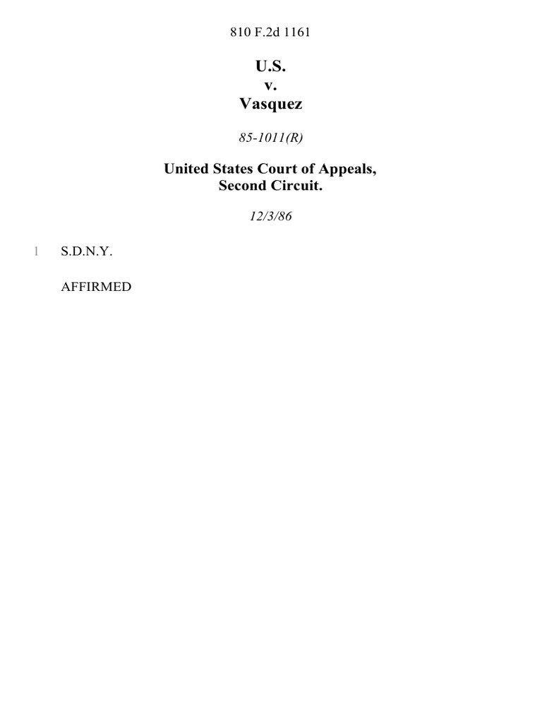 U.S. v. Vasquez Case Summary 1986 | PDF