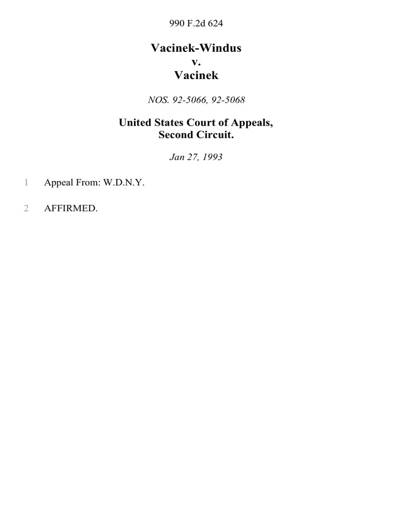 Vacinek-Windus v. Vacinek, 990 F.2d 624, 2d Cir. (1993) | PDF