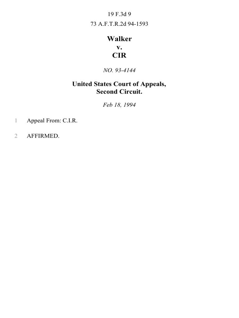 Walker v. Cir, 19 F.3d 9, 2d Cir. (1994) | PDF