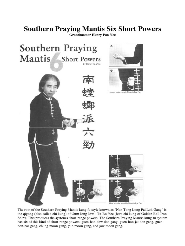 Southern Praying Mantis Six Short Powers | PDF | East Asian Martial ...