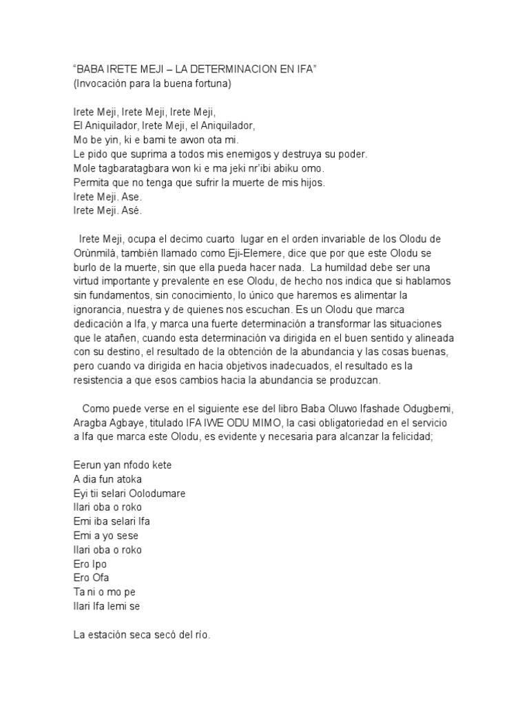 Baba Irete Meji | PDF | Religiones religiosas | Religión étnica