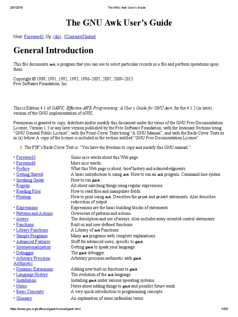 The GNU Awk User's Guide | PDF | Command Line Interface | Regular Expression
