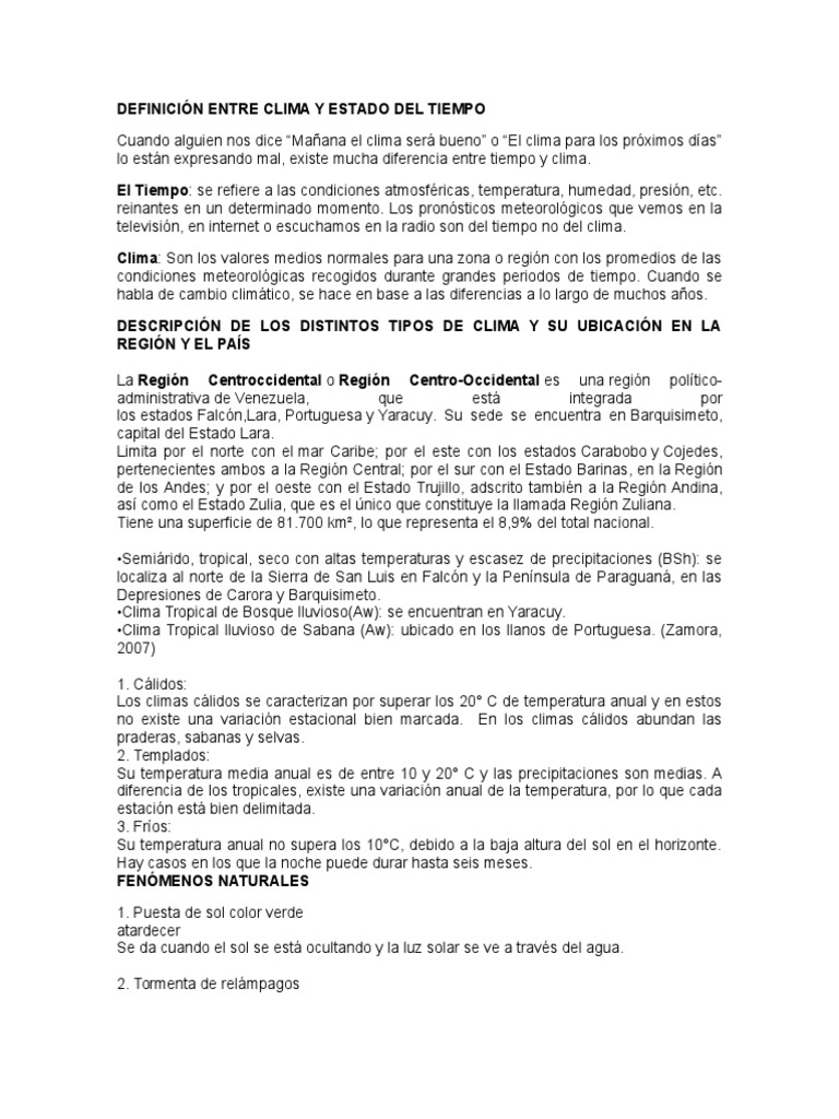 Clima vs. Estado del Tiempo: Definiciones | PDF | Citoplasma | Biología ...