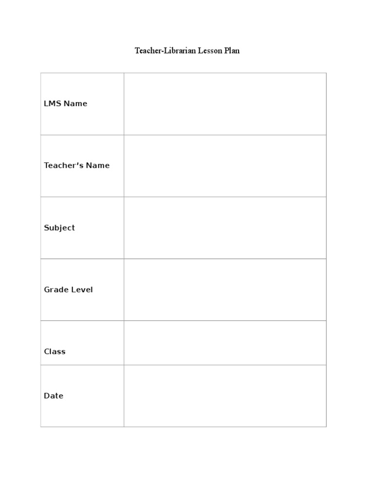 Teacher-Librarian Lesson Plan Guide | PDF | Career & Growth | Computers