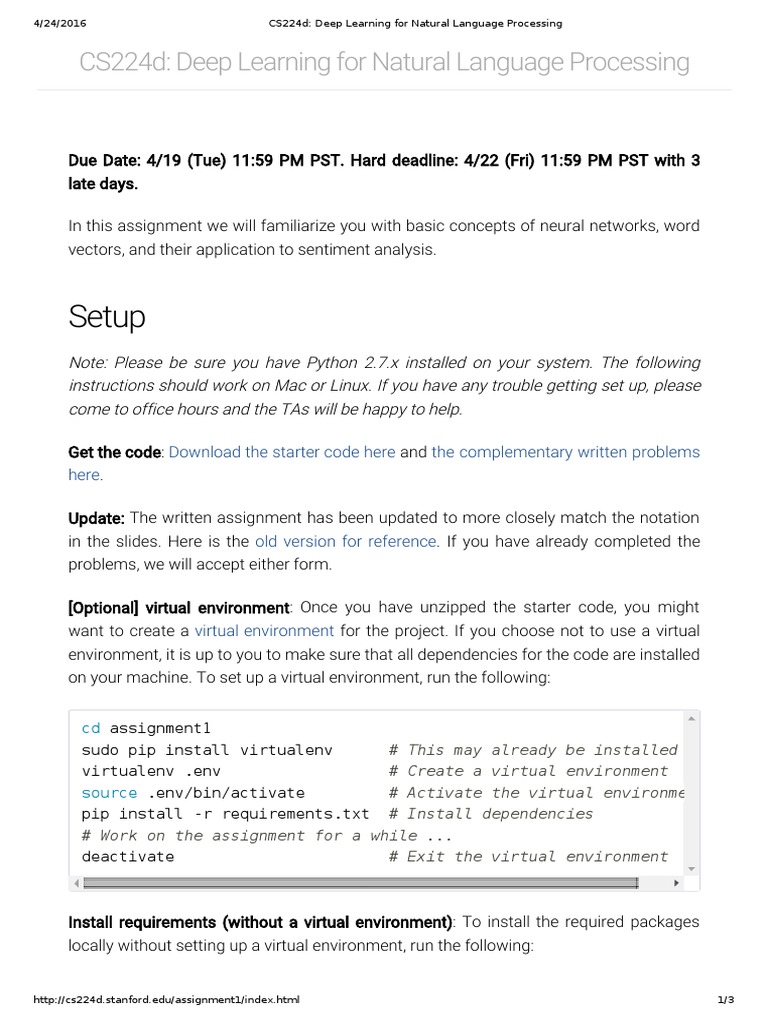 CS224D - Assignment 1 | PDF | Zip (File Format) | Deep Learning CS224D - Assignment 1 | PDF | Zip (File Format) | Deep Learning