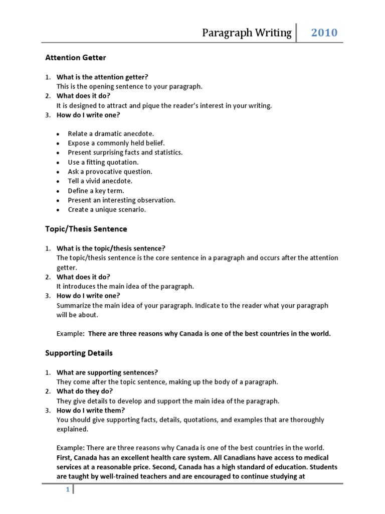 Paragraph Writing | PDF | Paragraph | Subject (Grammar)