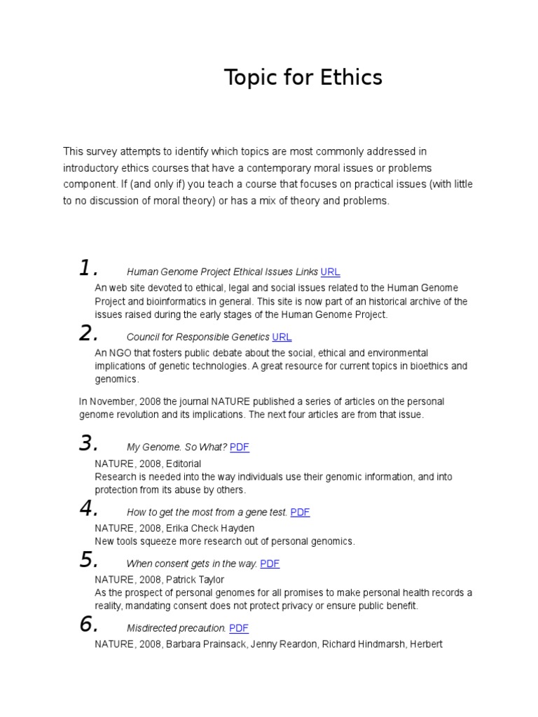 Topic For Ethics | PDF
