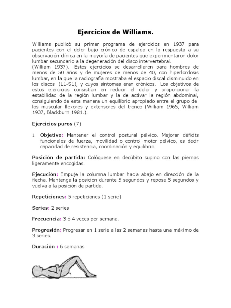Ejercicios de Williams | Descargar gratis PDF | Bienestar | Medicina