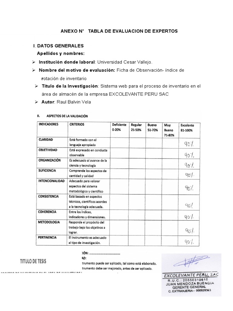 Juicio de Expertos | PDF | Inventario | Business