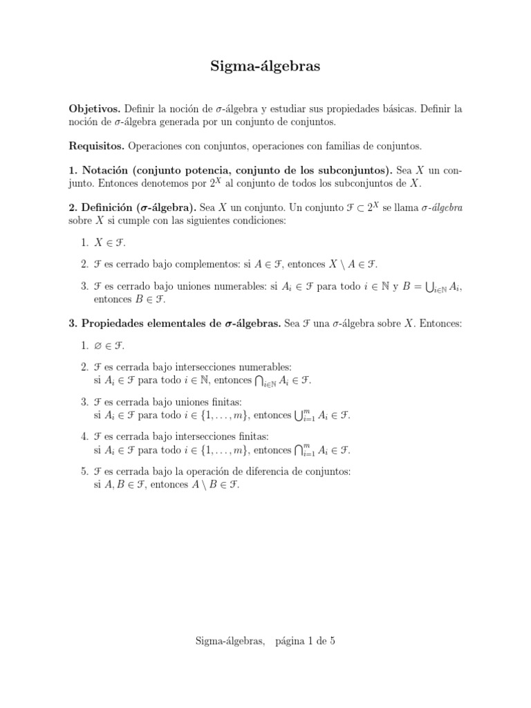 Sigma Algebras Es | PDF | Subconjunto | Conjunto (Matemáticas)