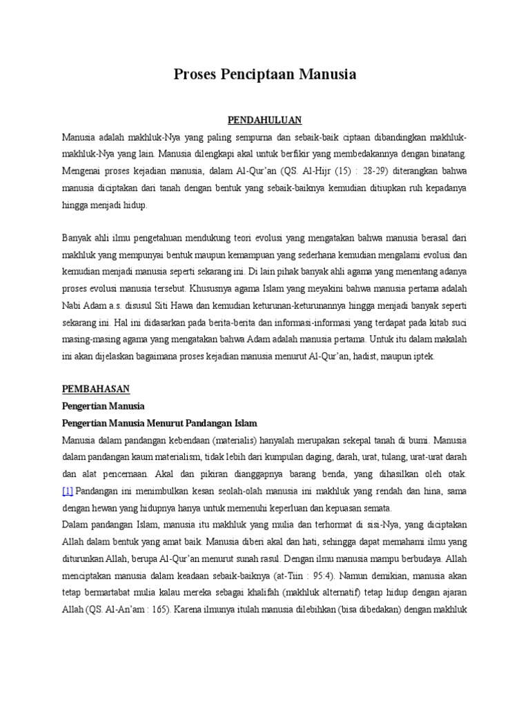 Proses Penciptaan Manusia dalam Islam | PDF | Ilmu Sosial
