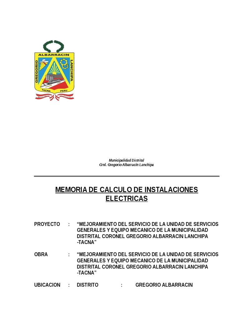Memoria de Calculo de Instalaciones Electricas | Corriente eléctrica | Ingeniería
