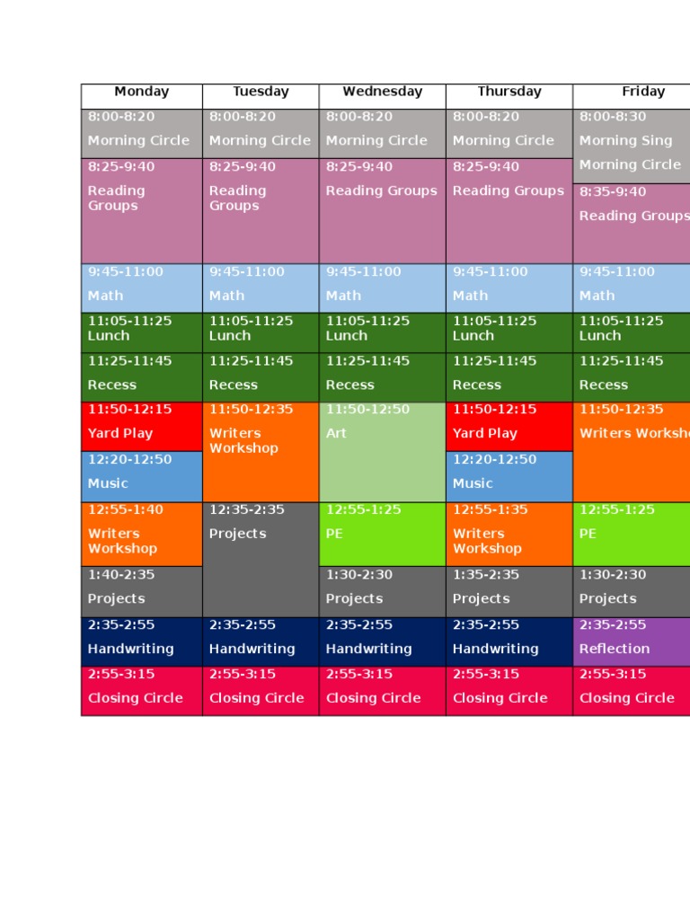 General Weekly Schedule | PDF