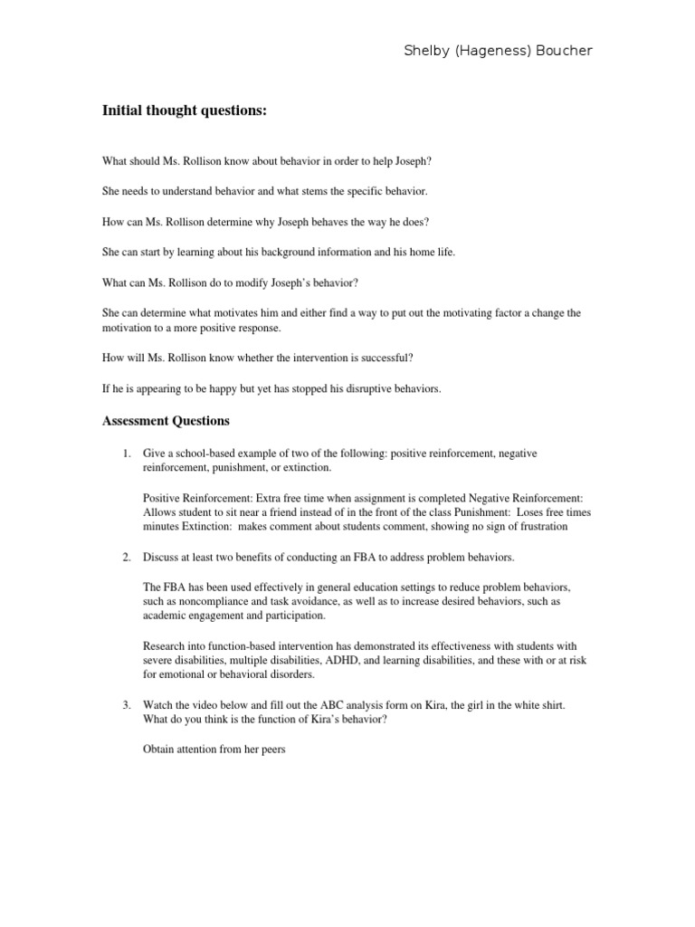 Initial Thought Assessment Questions | PDF | Reinforcement | Motivation