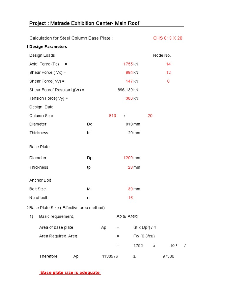 Project: Matrade Exhibition Center-Main Roof: Calculation For Steel ...
