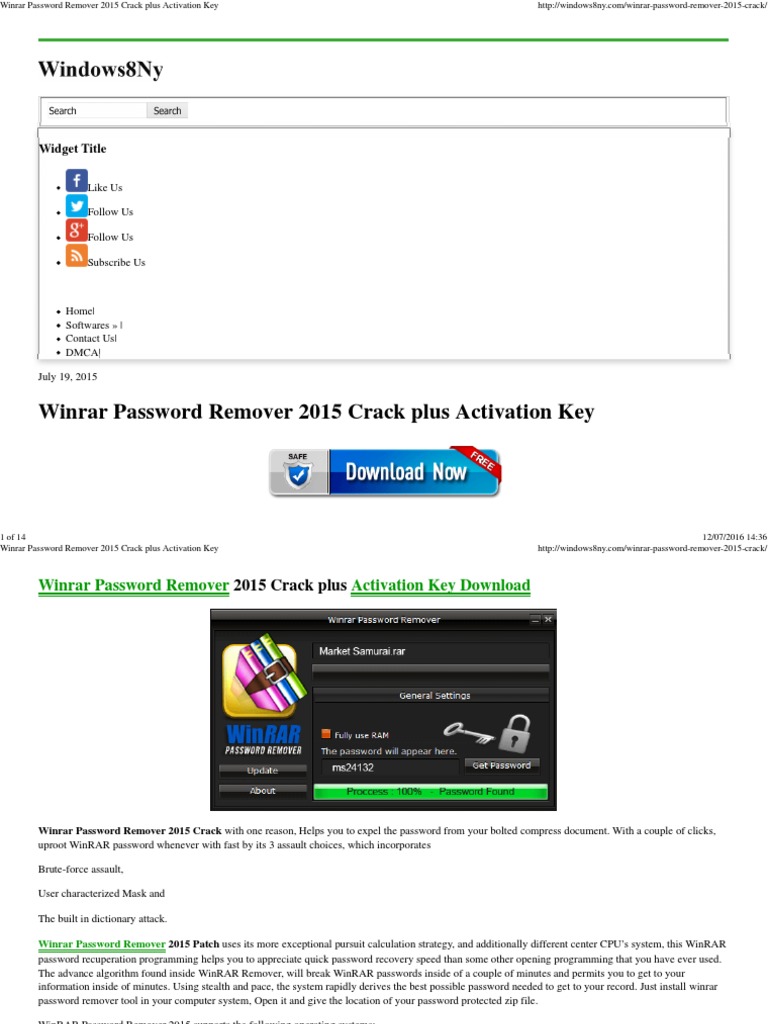Winrar Password Remover 2015 Crack Plus Activation Key | PDF | Password ...