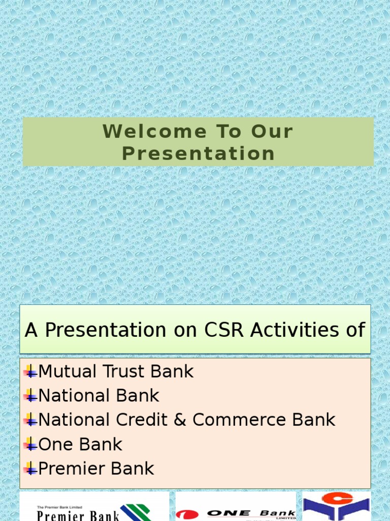 Presentation On CSR Activities of Banks | PDF | Corporate Social ...