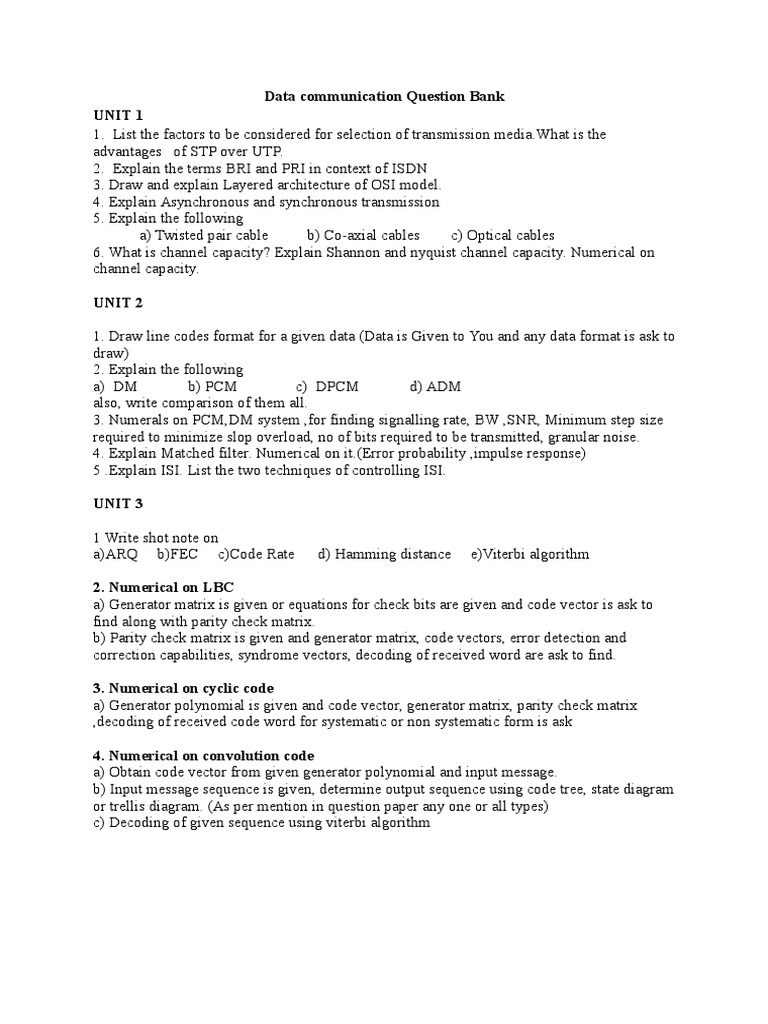 Dcom Question Bank | PDF