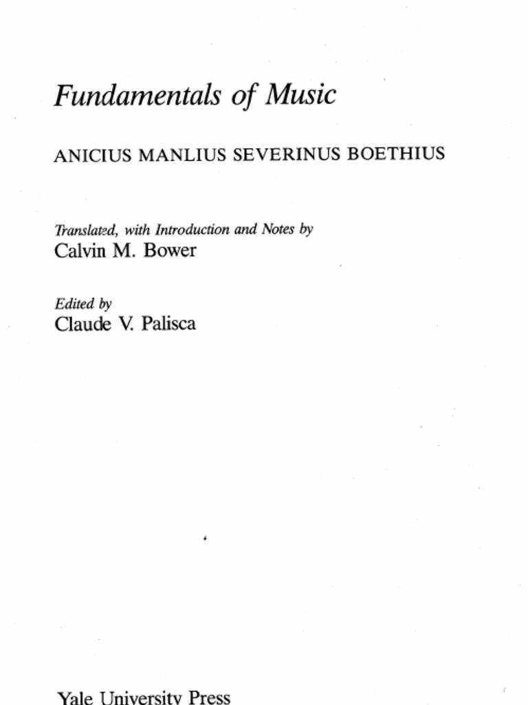 Boethius. Fundamental of Music. Edited by Calvin Bower | PDF