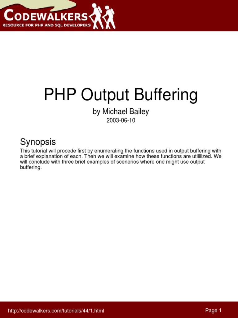 PHP Output Buffering: Synopsis | PDF | Cache (Computing) | Callback (Computer Programming)
