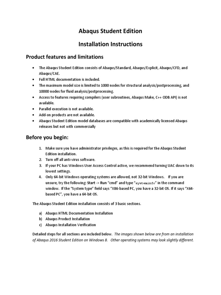 Abaqus 2016.2016SE Install Instructions PDF | PDF | Installation (Computer Programs) | 64 Bit ...