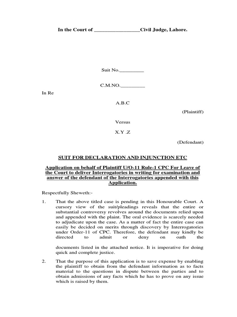 Interrogatoreis Sample | Interrogatories | Lawsuit