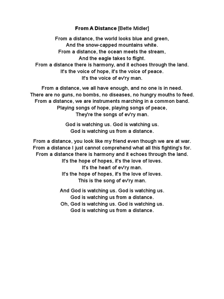 From A Distance (Bette Midler) | PDF