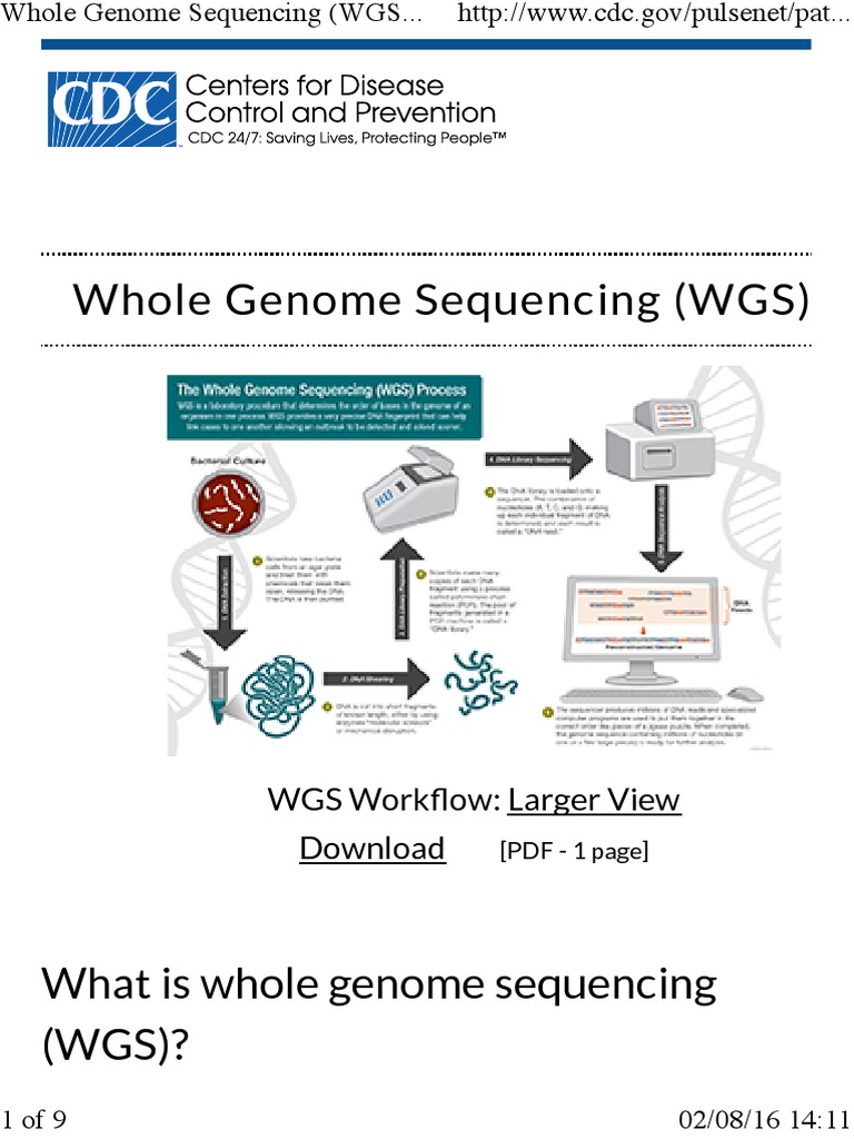 Whole Genome Sequencing Wgs Pulsenet Methods Pulsenet Cdc Pdf
