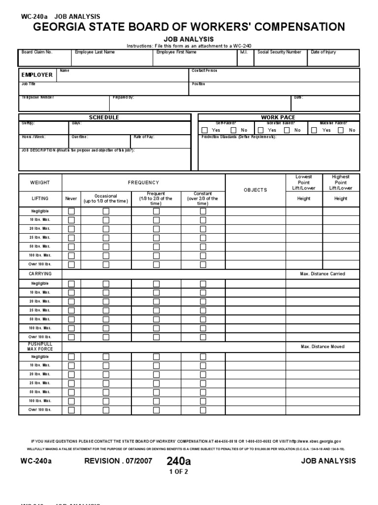 WC 240a | PDF | Workers' Compensation | Employment