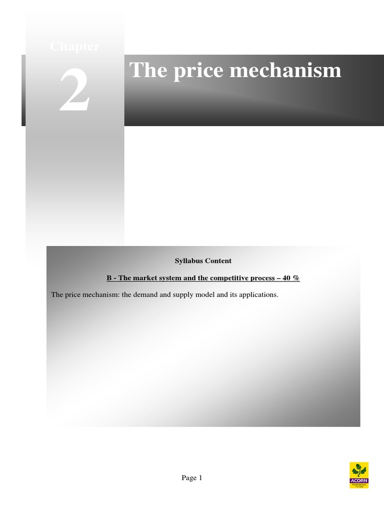 Price Mechanism Demand & Supply | PDF | Supply And Demand | Economic ...