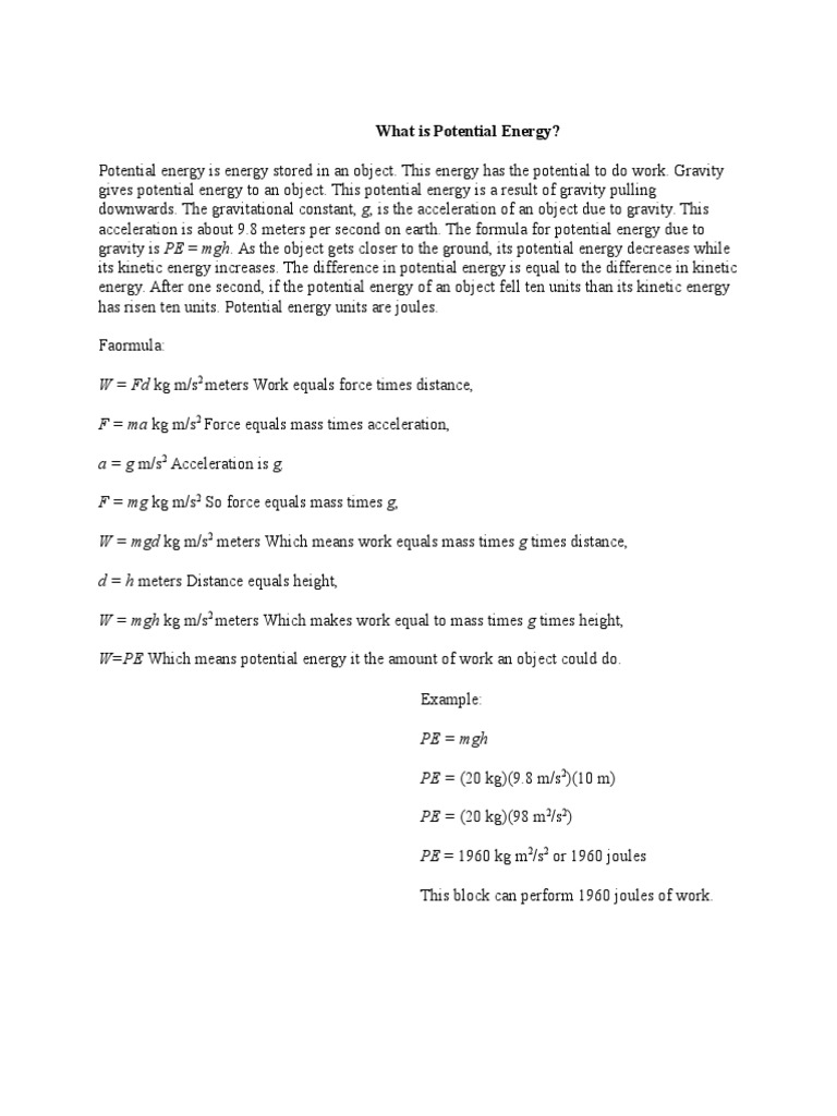 Understanding Potential Energy Concepts | PDF | Potential Energy | Gravity