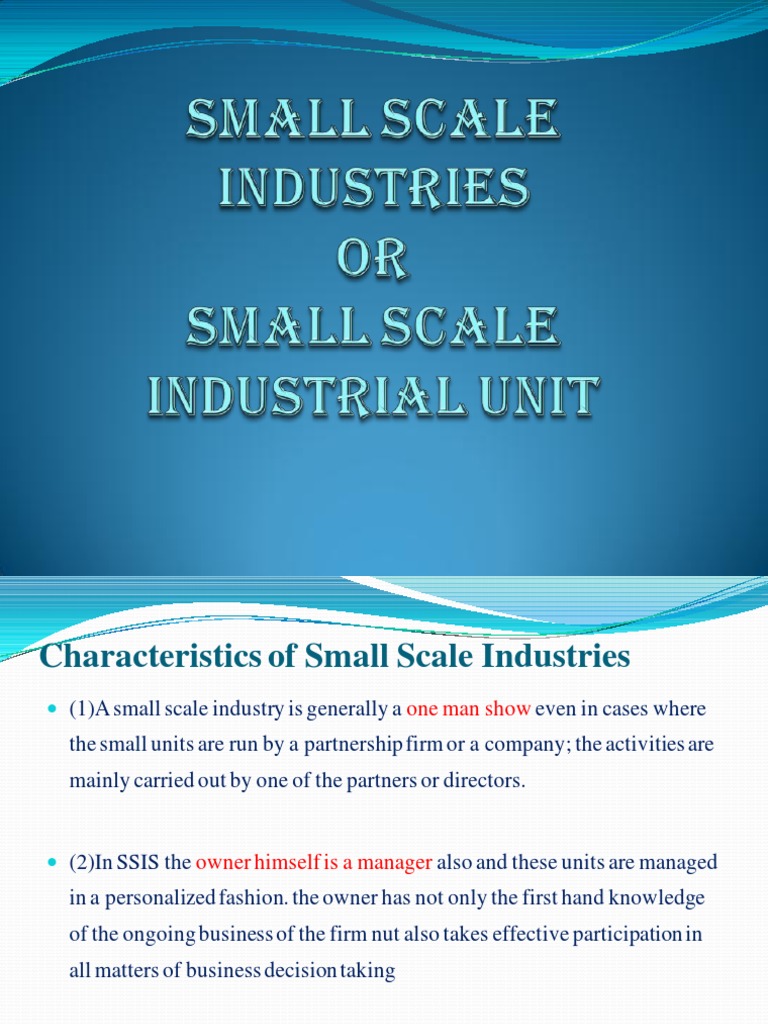 Small Scale Industries or Small Scale Industrial Unit | PDF | World ...
