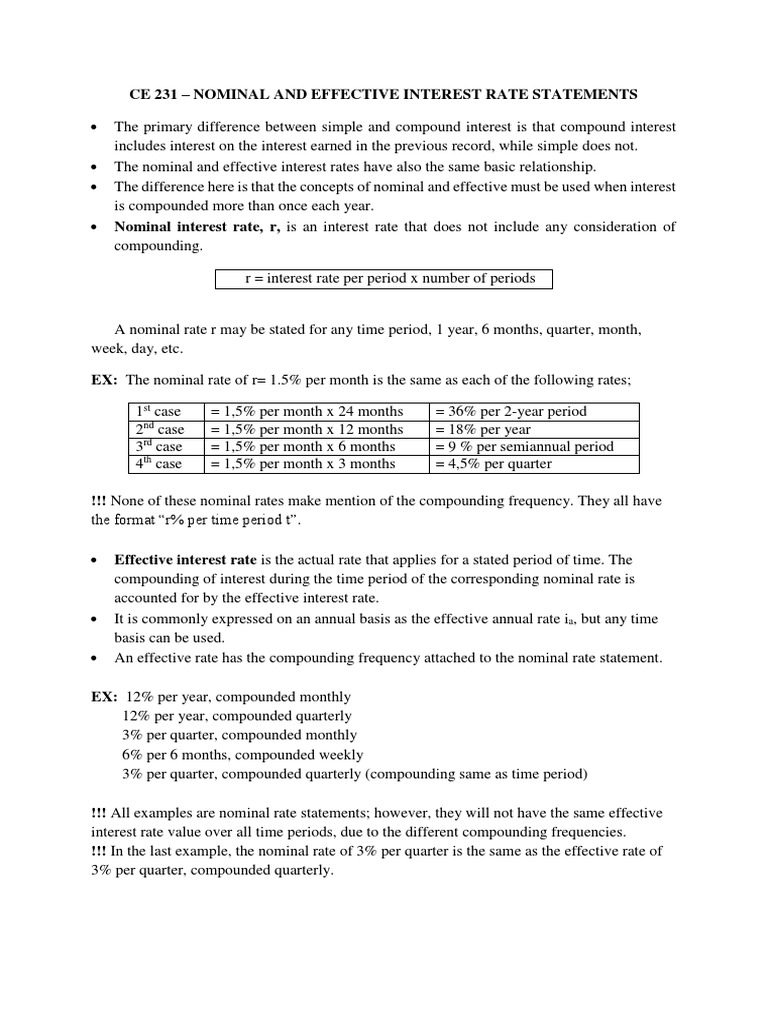 Nominal vs. Effective Interest Rates | PDF | Nominal Interest Rate ...