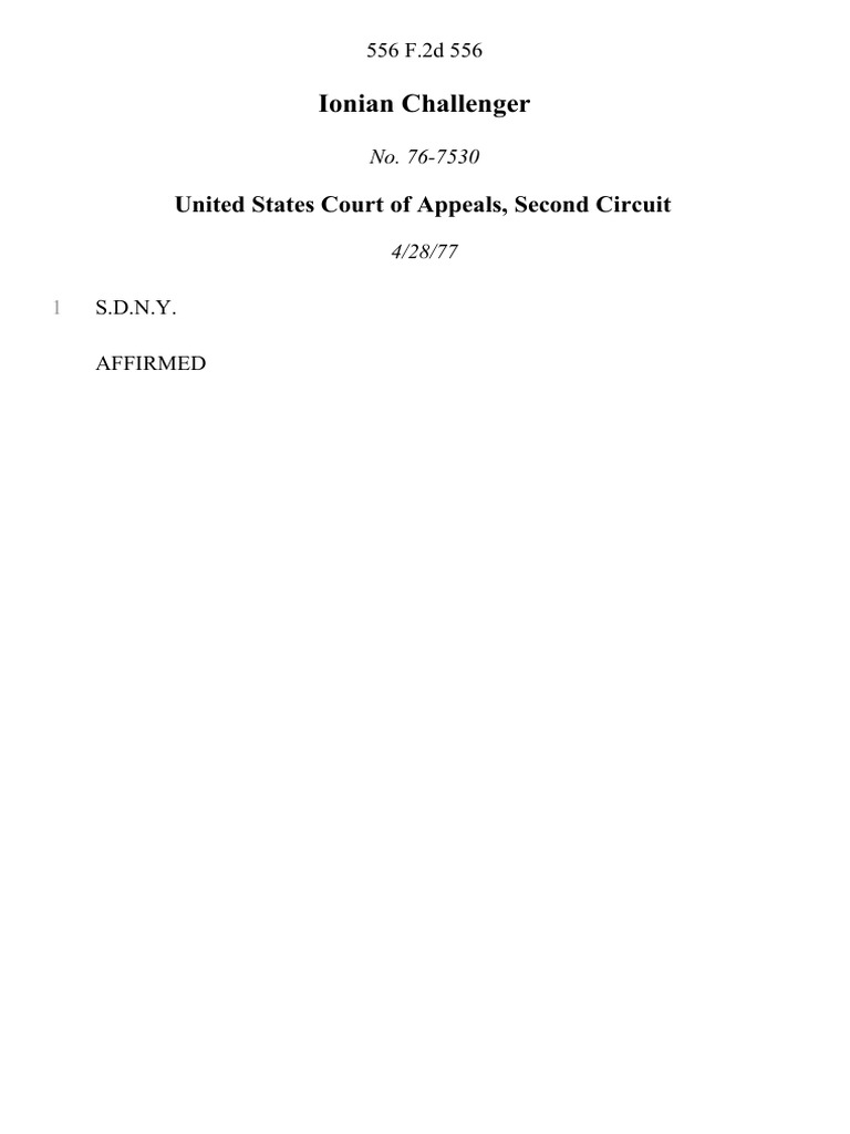 Ionian Challenger, 556 F.2d 556, 2d Cir. (1977) | PDF