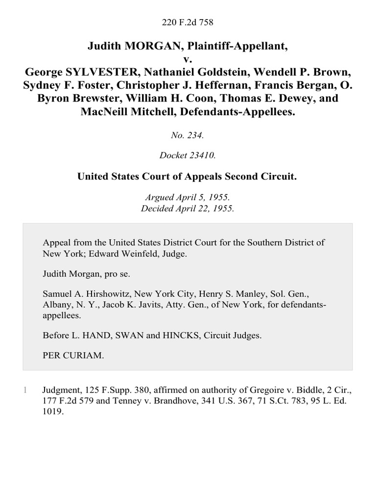 Morgan v. Sylvester Appeal Summary | PDF