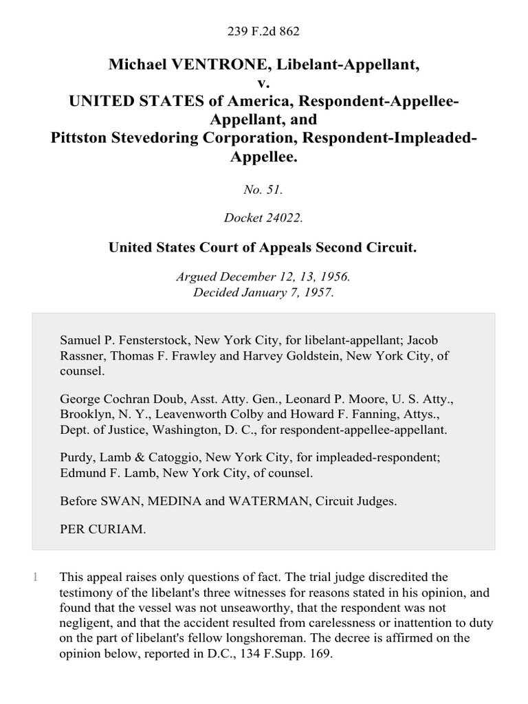 Michael Ventrone, Libelant-Appellant v. United States of America ...