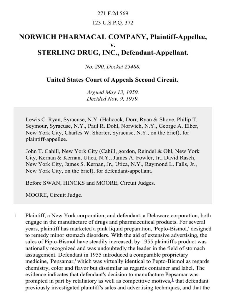 Norwich Pharmacal Company v. Sterling Drug, Inc., 271 F.2d 569, 2d Cir ...