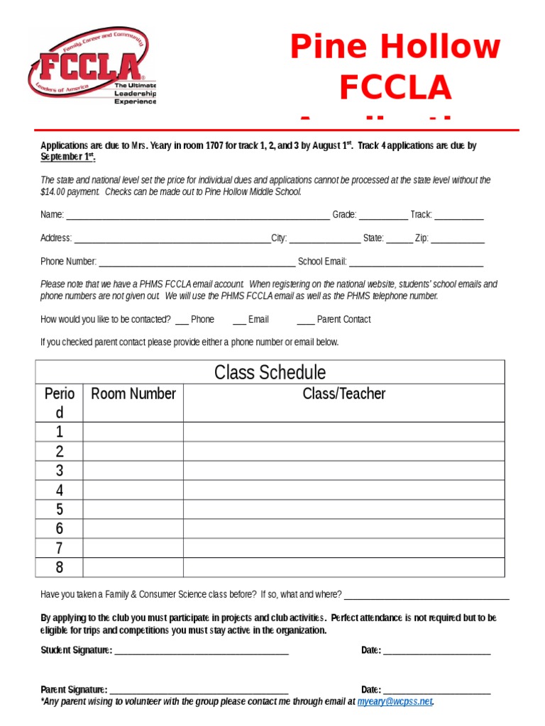 FCCLA Membership Application Form | PDF | Politics