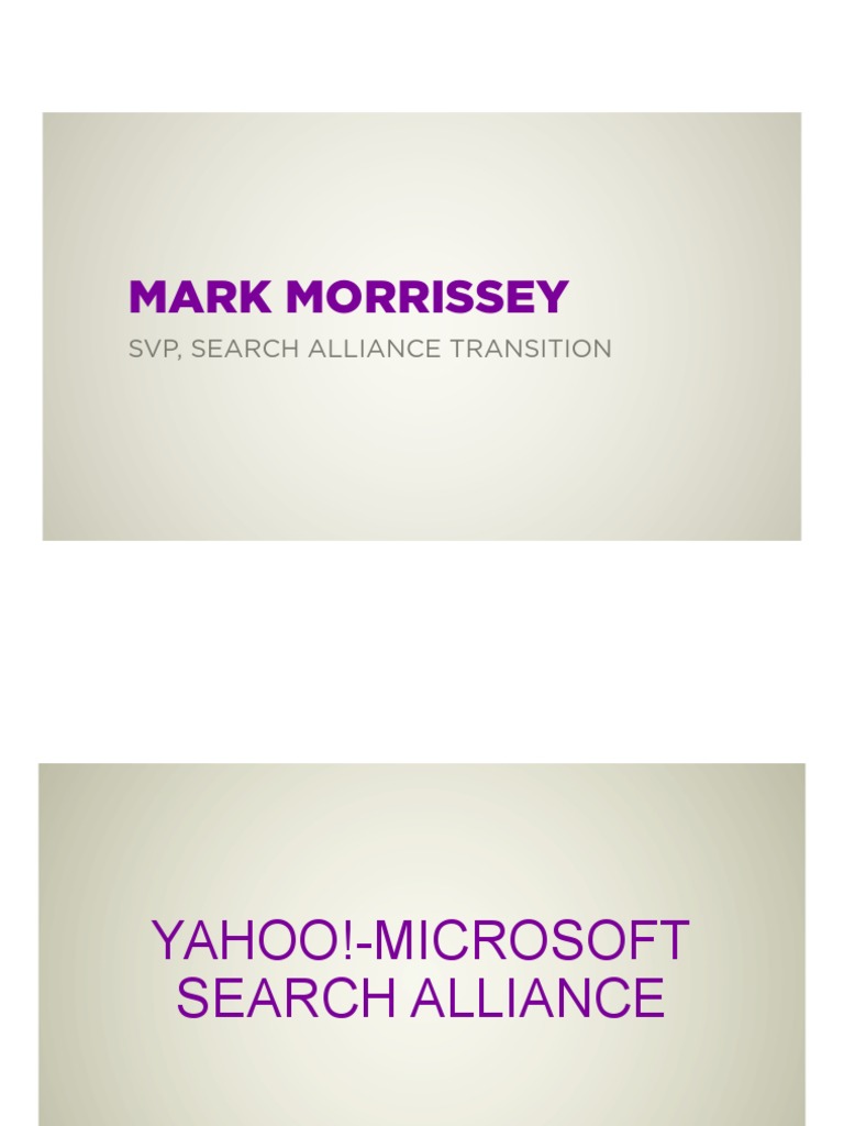 Mark Morrissey | PDF | Yahoo! | Web Search Engine