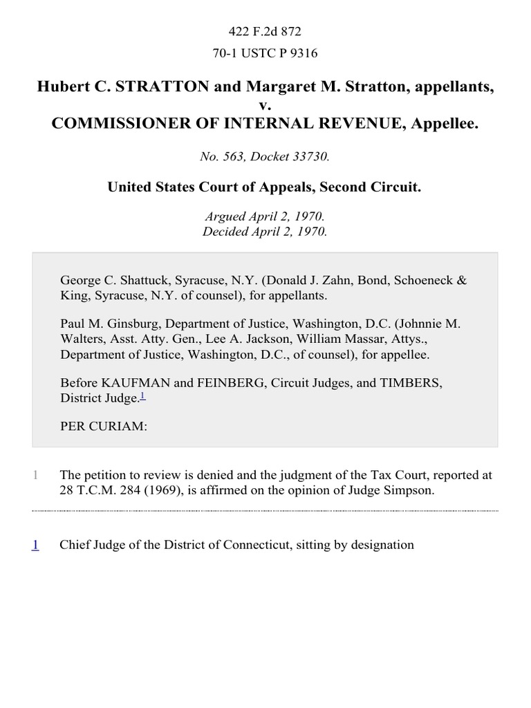 Hubert C. Stratton and Margaret M. Stratton v. Commissioner of Internal ...