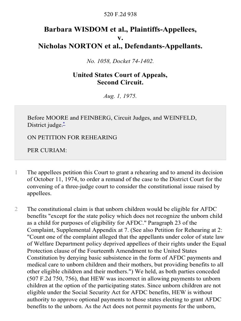 Barbara Wisdom v. Nicholas Norton, 520 F.2d 938, 2d Cir. (1975) | PDF