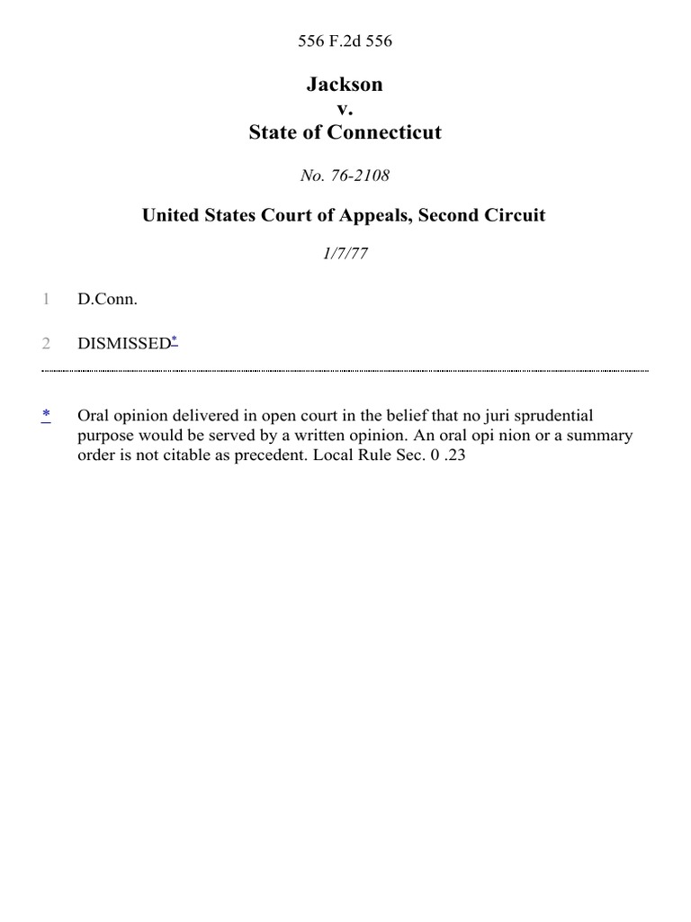 Jackson v. State of Connecticut, 556 F.2d 556, 2d Cir. (1977) | PDF