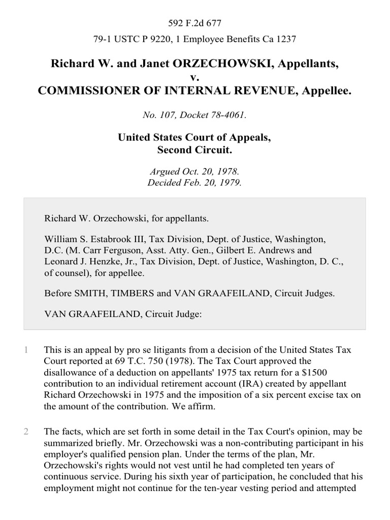 Richard W. and Janet Orzechowski v. Commissioner of Internal Revenue ...