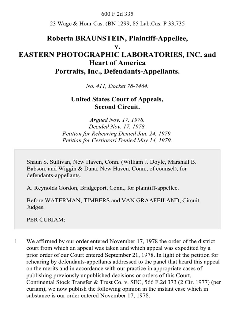 Roberta Braunstein v. Eastern Photographic Laboratories, Inc. and Heart ...