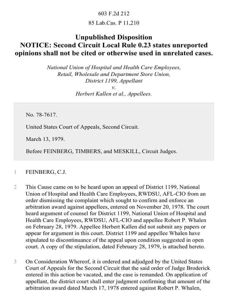 National Union of Hospital and Health Care Employees v. Kallen, 603 F ... National Union of Hospital and Health Care Employees v. Kallen, 603 F ...
