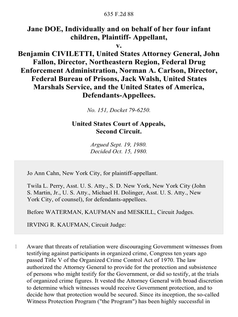 Witness Protection Program Case Review | PDF | Sovereign Immunity ...